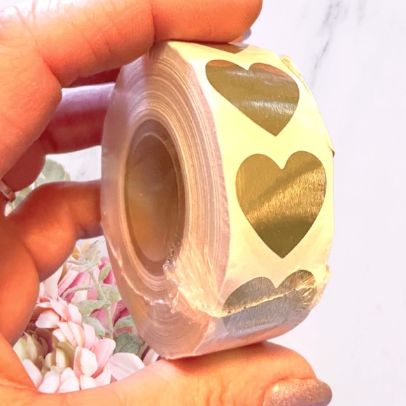 Party Supplies | Roll Of 50 Adhesive Gold Foil Heart Stickers | Poshmark